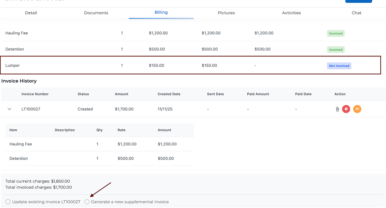 How to Create a Secondary Invoice in Load Charge V2