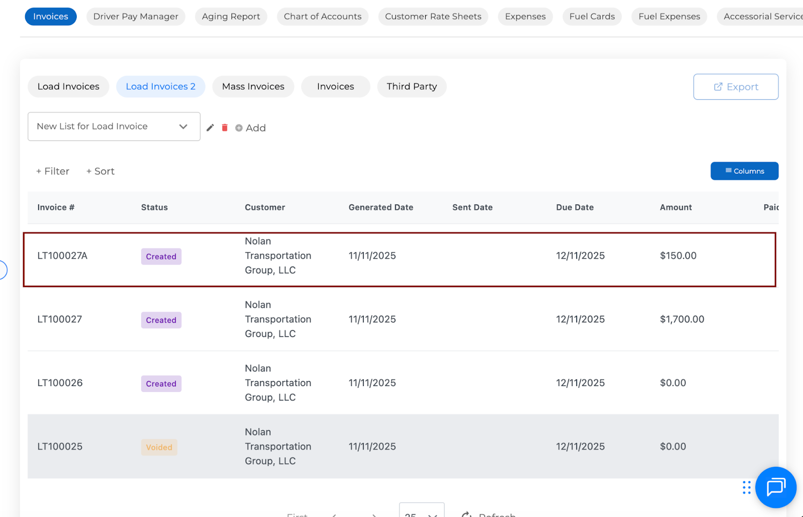 How to Create a Secondary Invoice in Load Charge V2