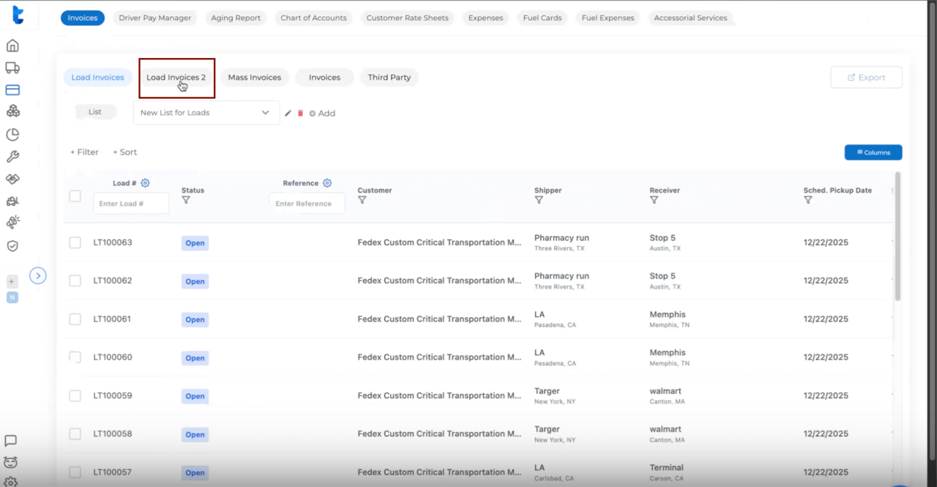 Using the New Load Invoices V2 View