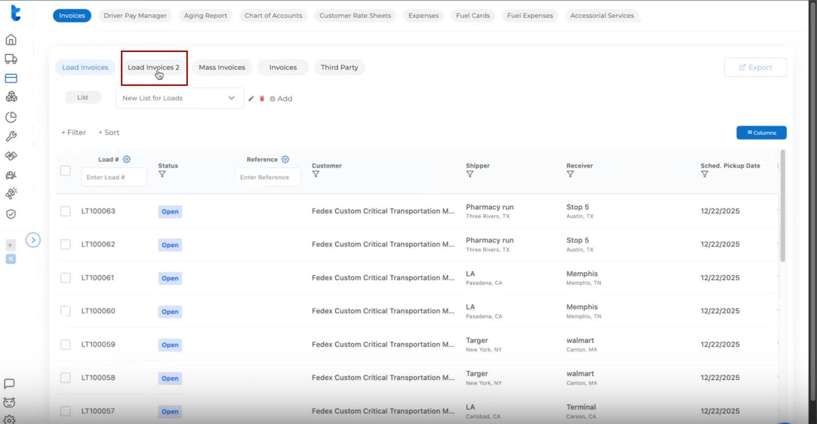 Using the New Load Invoices V2 View